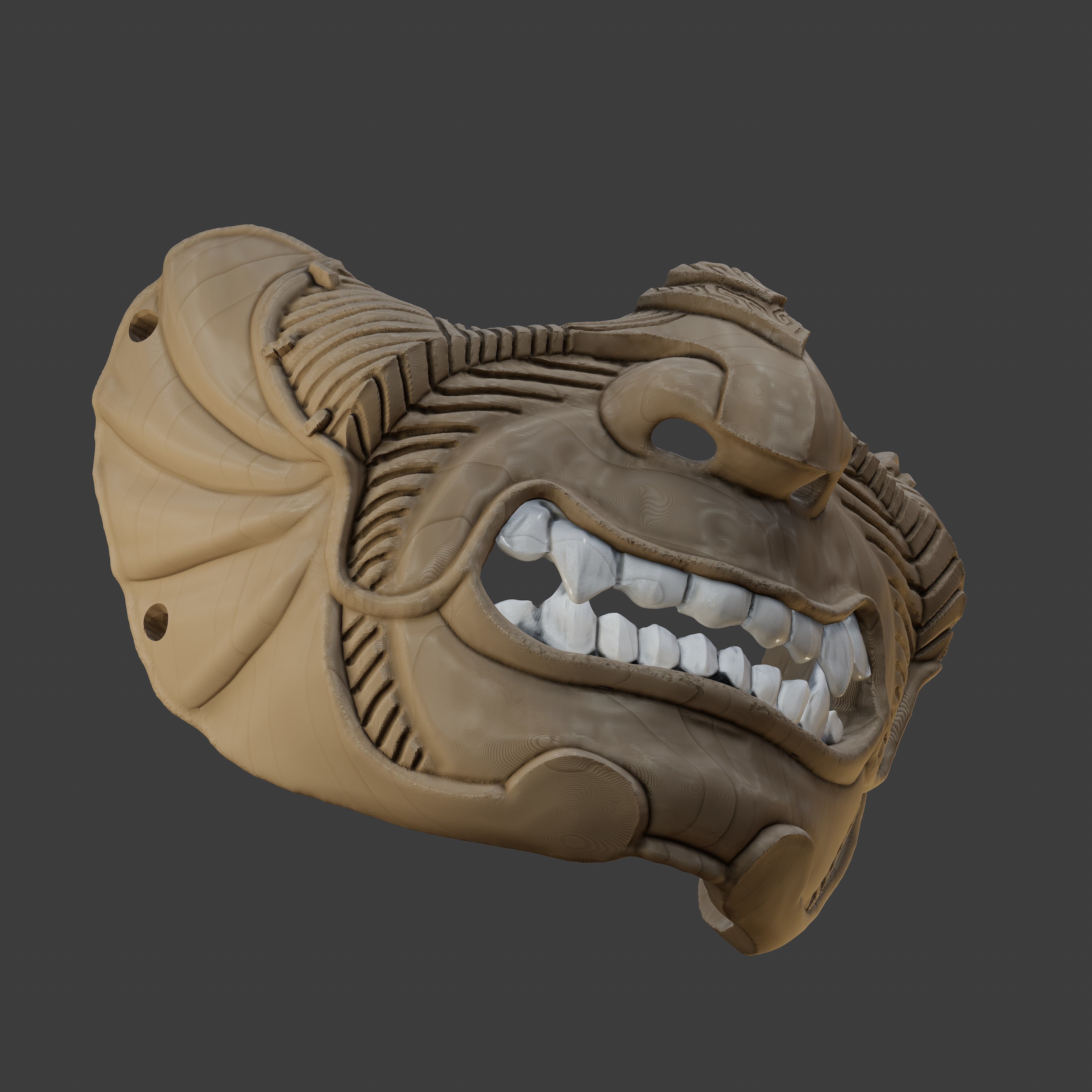 Oni Mask 11 Line pattern Half Face 3D model 3D printable | CGTrader