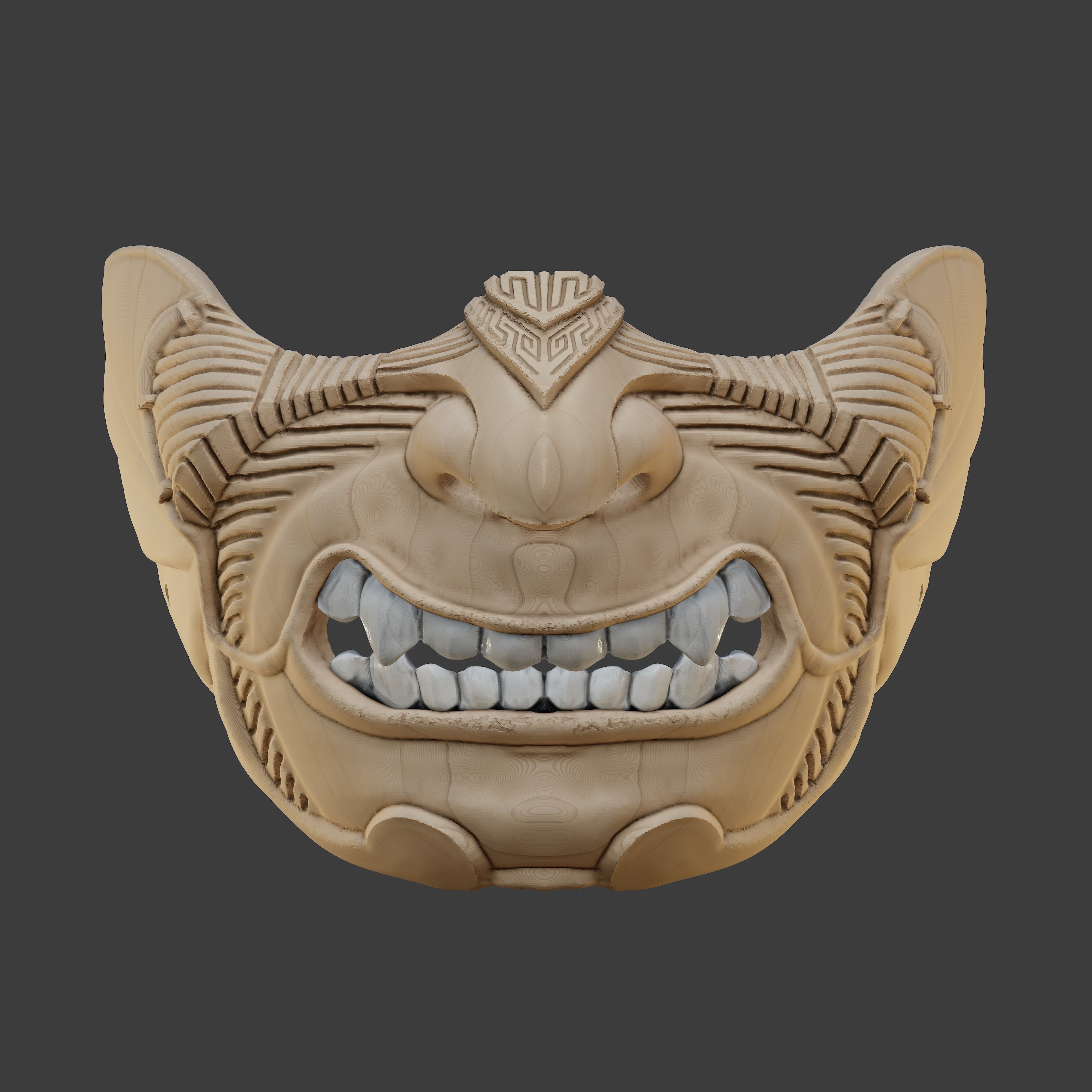 Oni Mask 11 Line pattern Half Face 3D model 3D printable | CGTrader