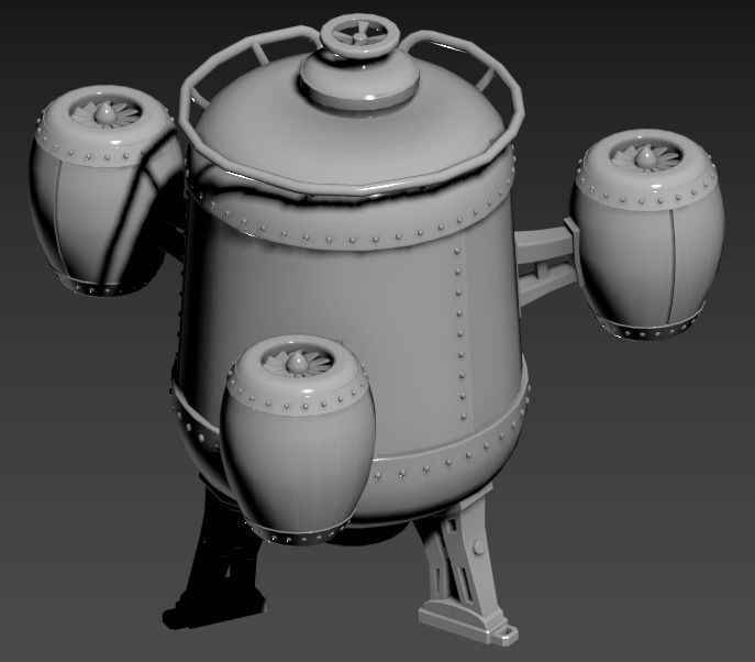 3D model Stylized Flying Machine - 2 texture sets VR / AR / low-poly ...