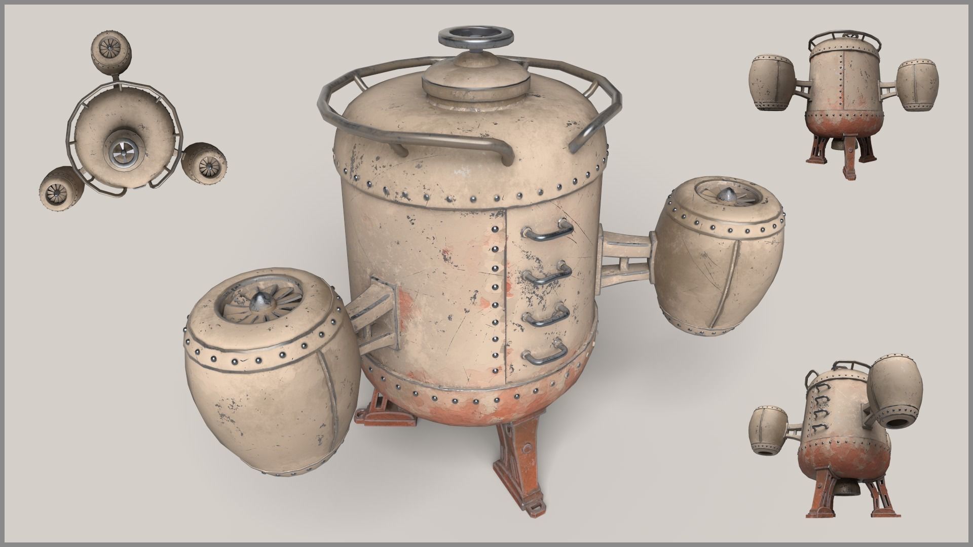 3D model Stylized Flying Machine - 2 texture sets VR / AR / low-poly ...