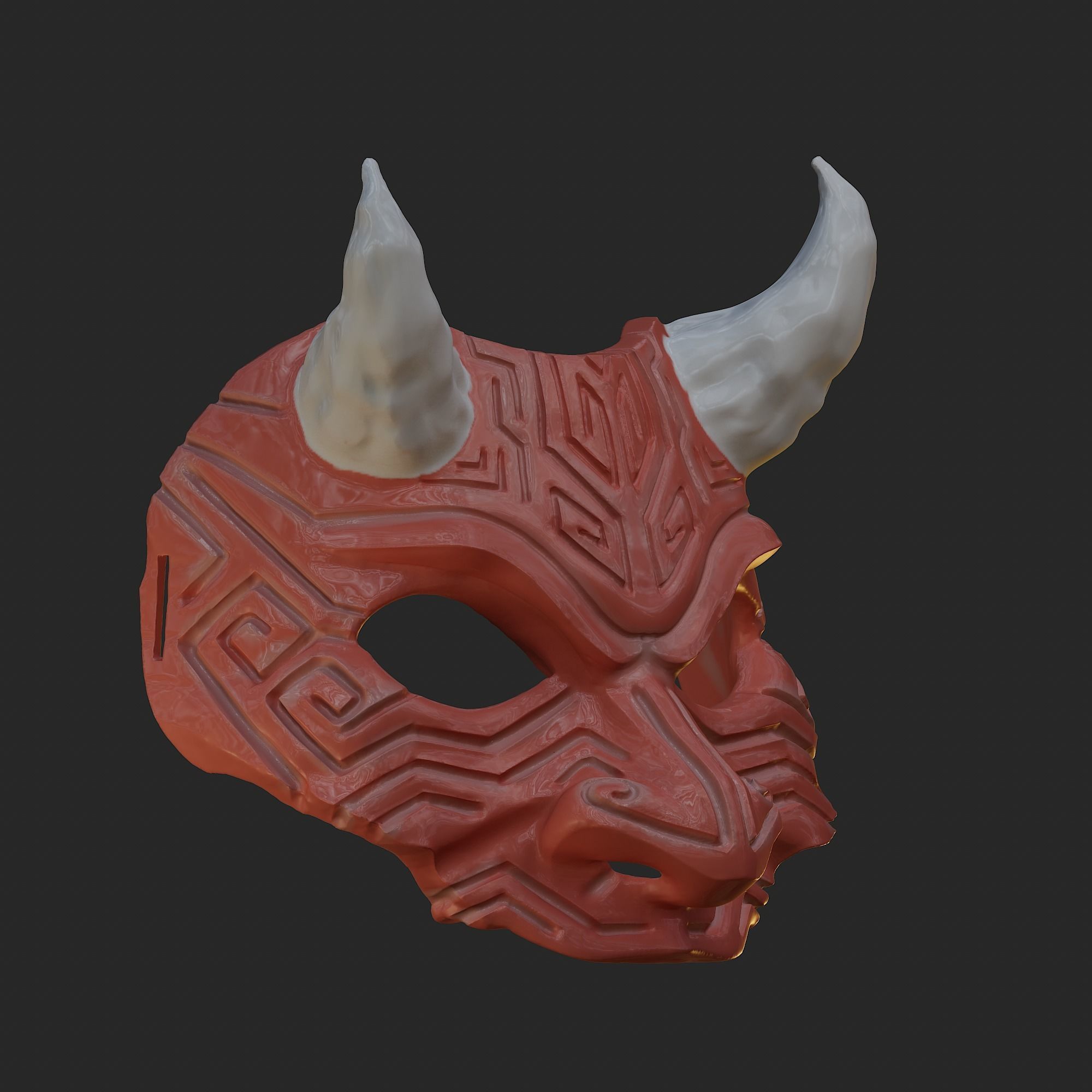 Oni Mask 9 Demon Carved Half Face 3D model 3D printable | CGTrader