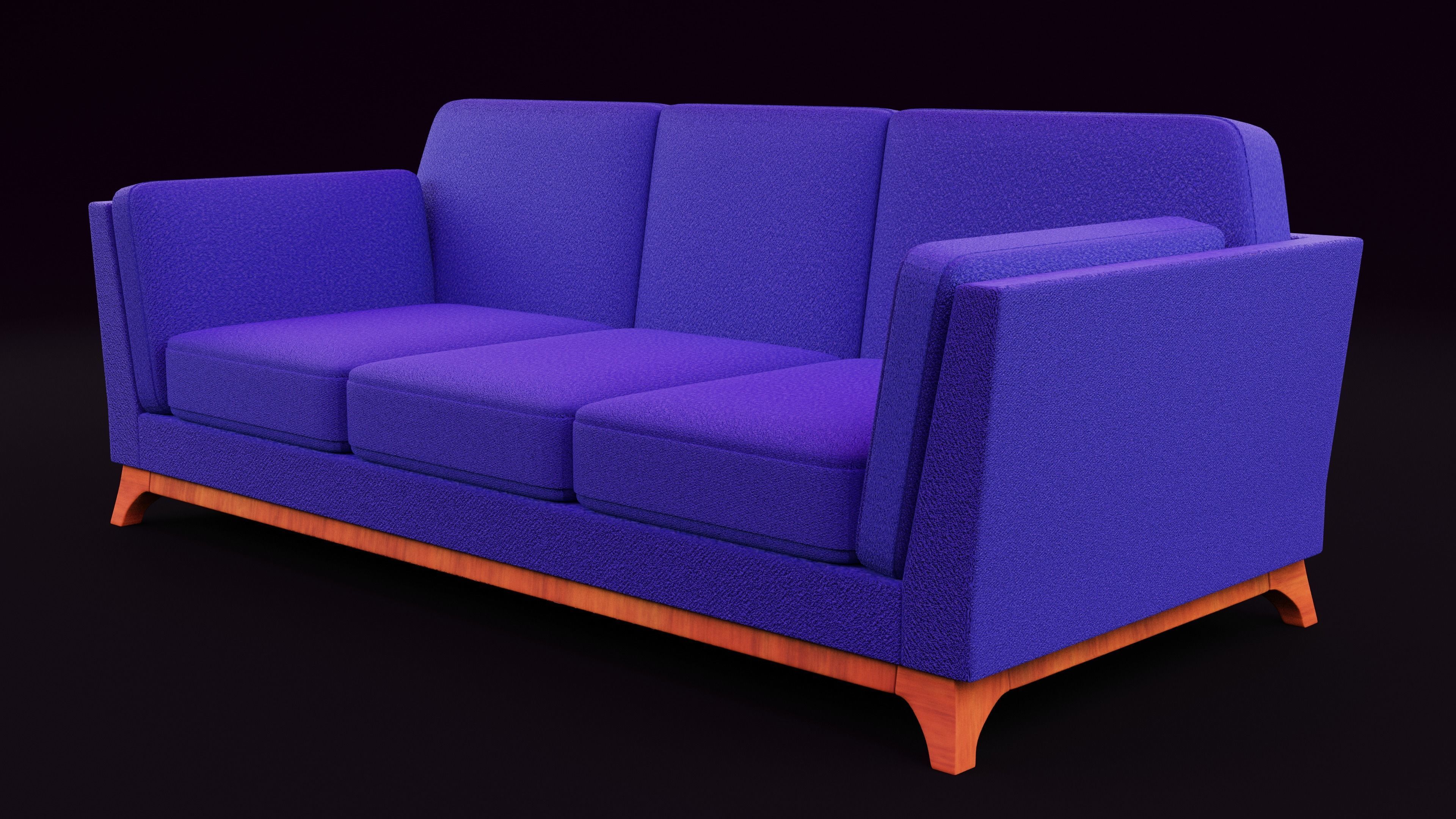 3D model New Boston 3 Seater Sofa Blue Color VR / AR / low-poly | CGTrader