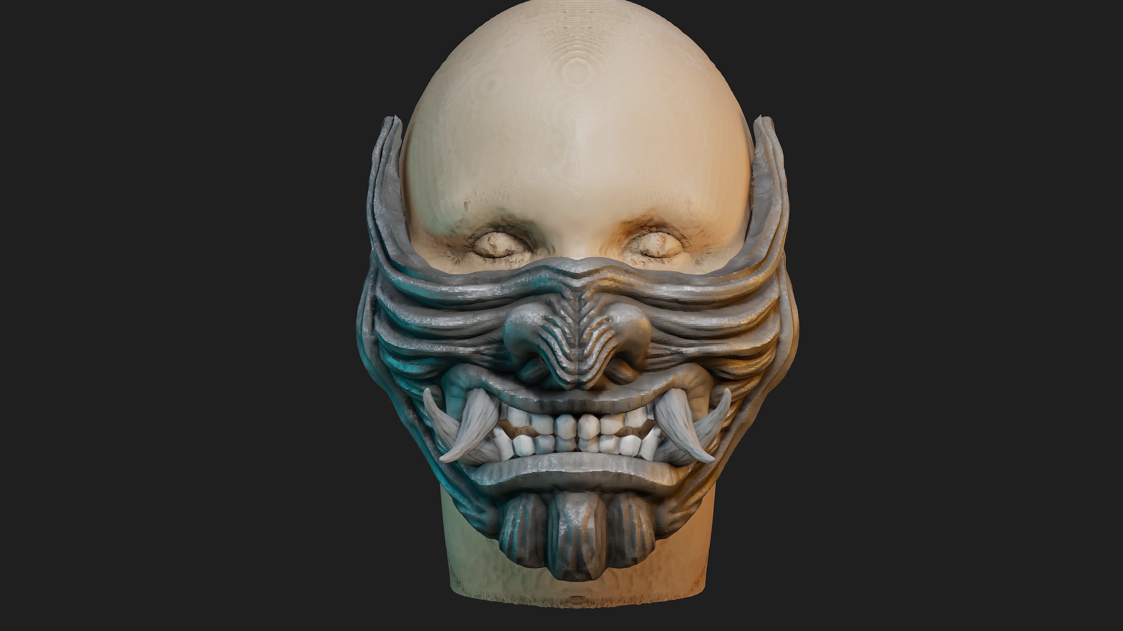 Hannya Samurai Oni Half Mask 3D model 3D printable | CGTrader