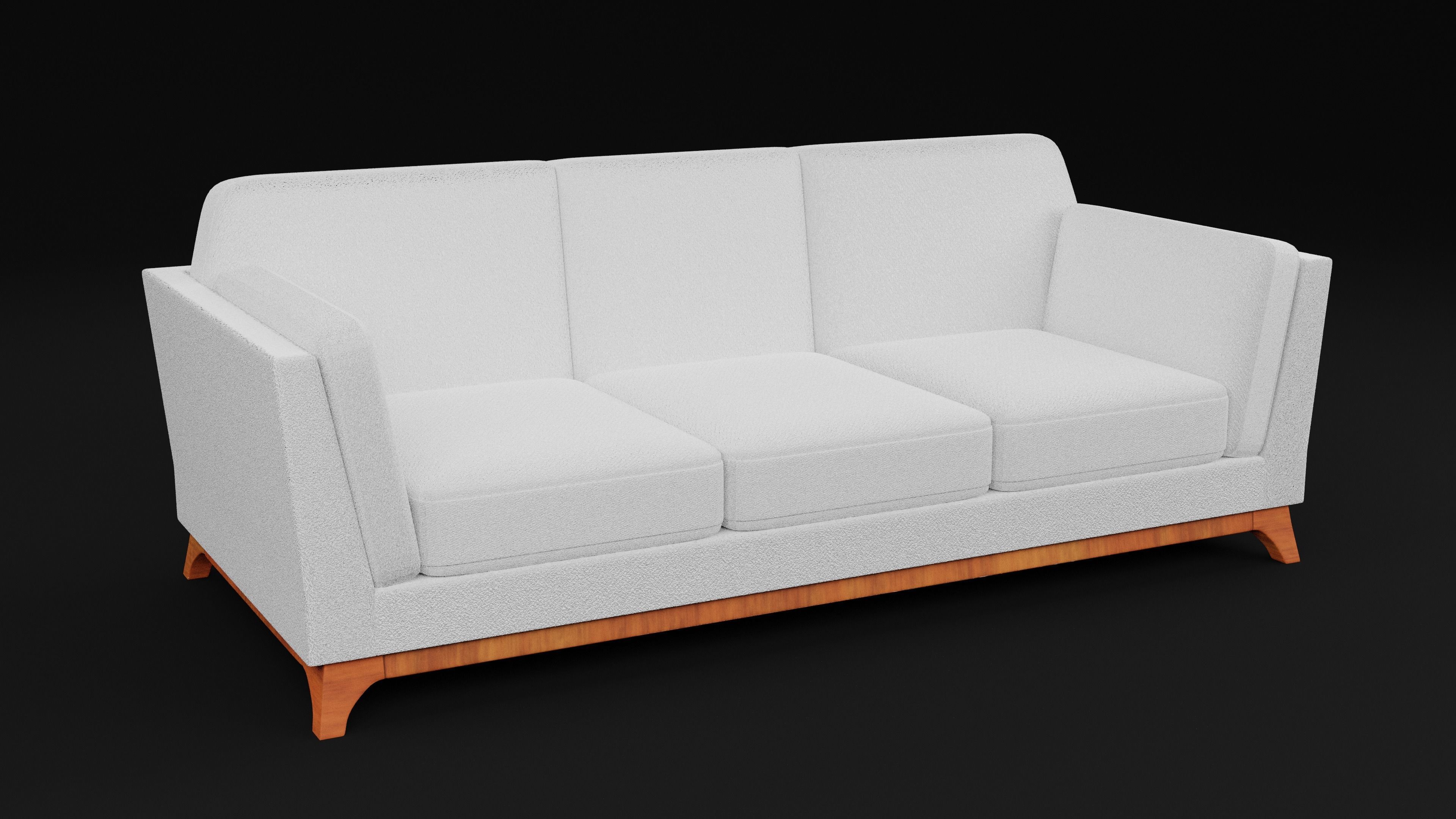 3D model New Boston 3 Seater Sofa White Color VR / AR / low-poly | CGTrader