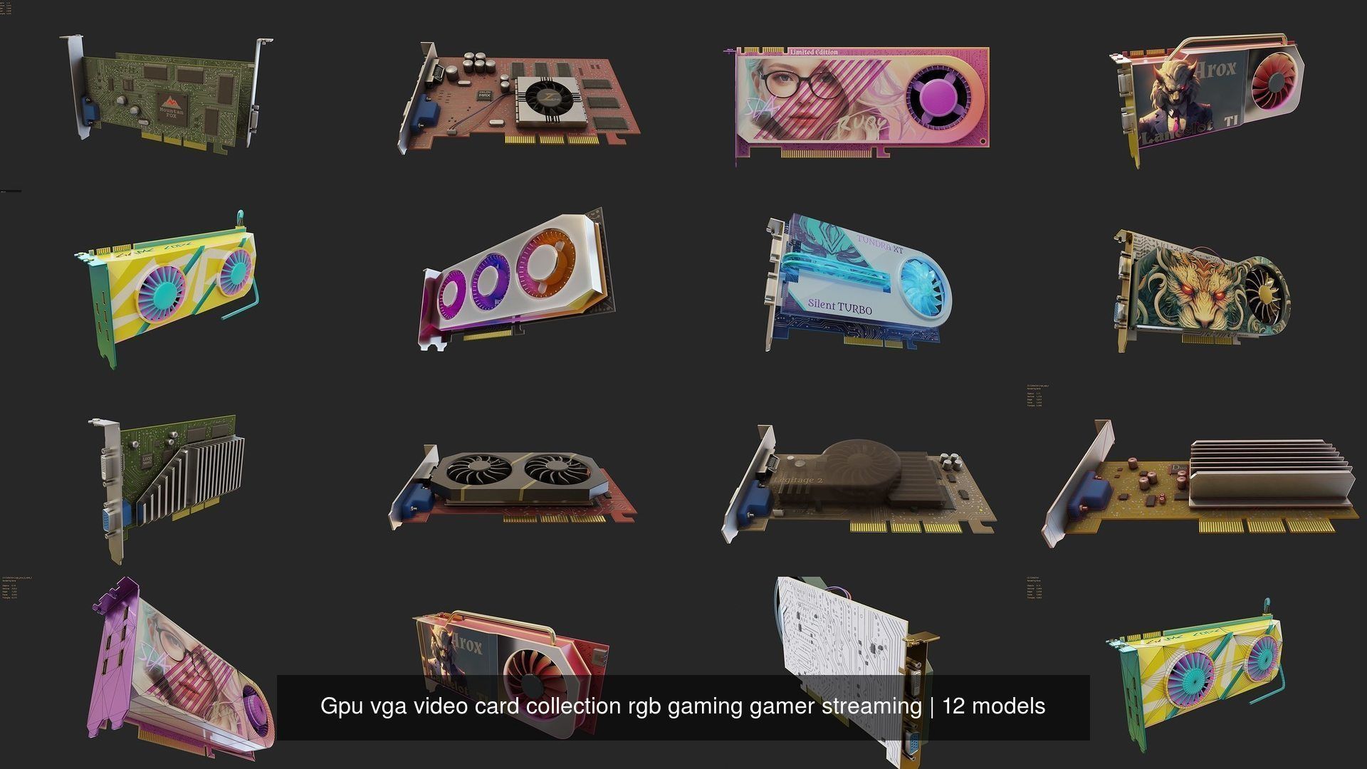 Gpu vga video card collection rgb gaming gamer streaming VR / AR / low ...