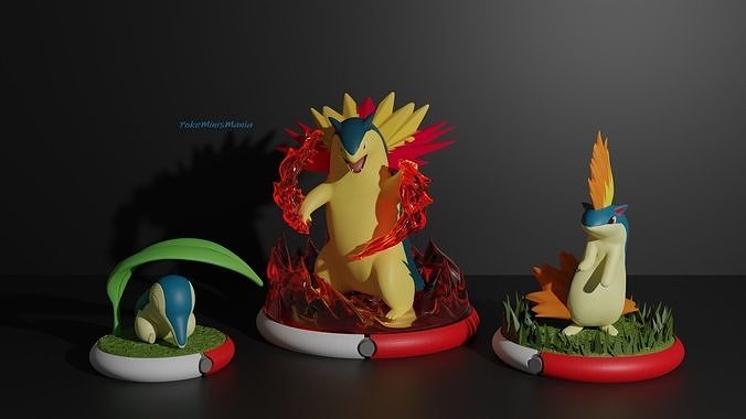 Cyndaquil Quilava and Typhlosion 3D print model 3D model 3D printable ...