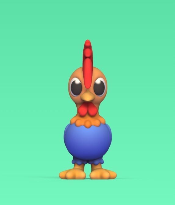 Cartoon Rooster 3D model 3D printable | CGTrader