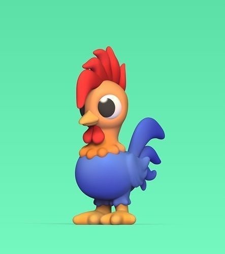 Cartoon Rooster 3D model 3D printable | CGTrader