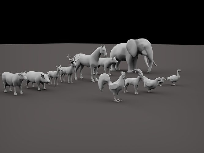 3D model Farm animals pack VR / AR / low-poly | CGTrader