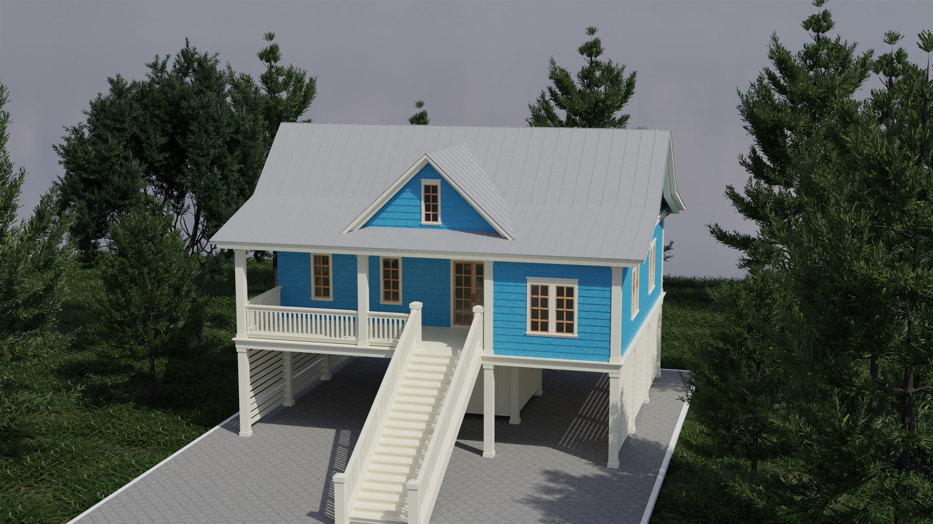 3D model Semi Modern House 1 VR / AR / low-poly | CGTrader