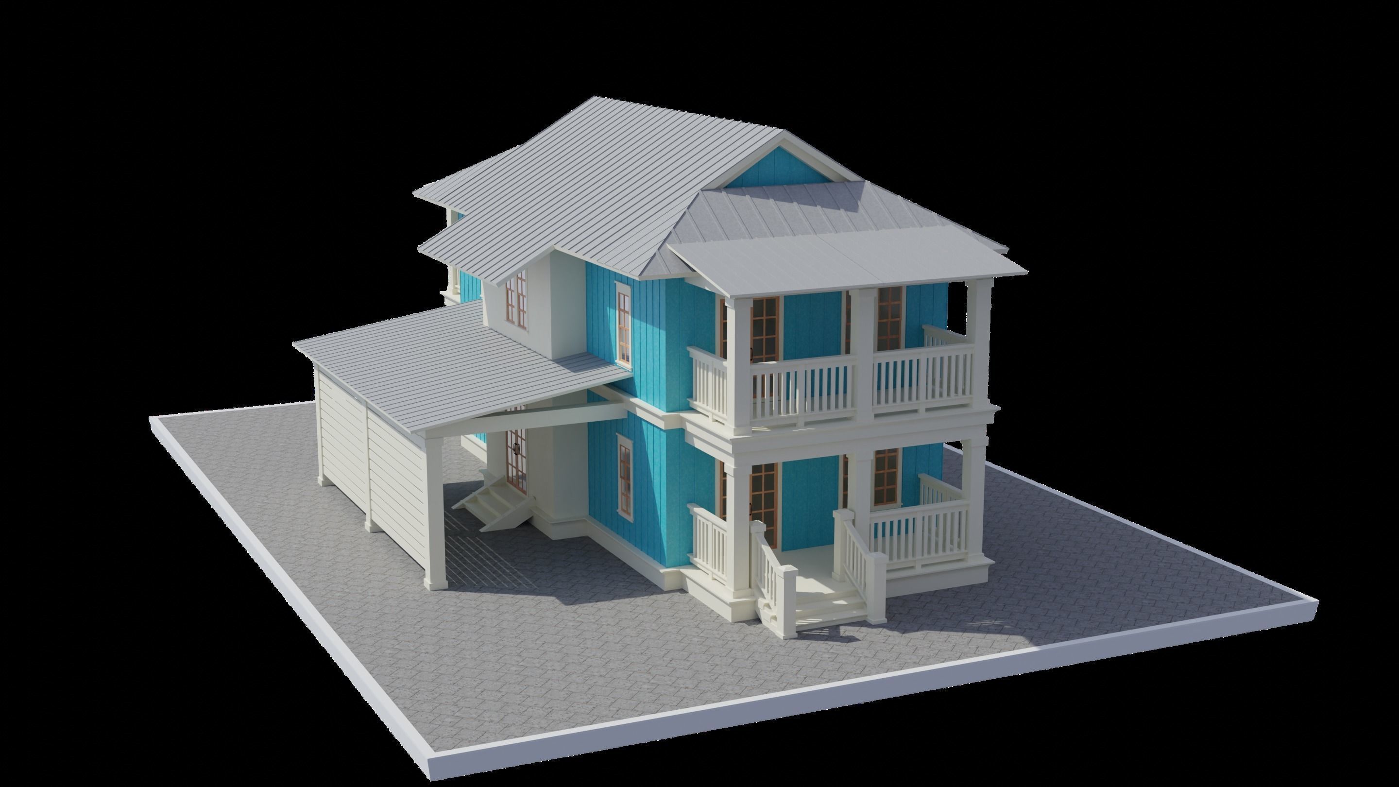 3D model Semi Modern House 2 VR / AR / low-poly | CGTrader