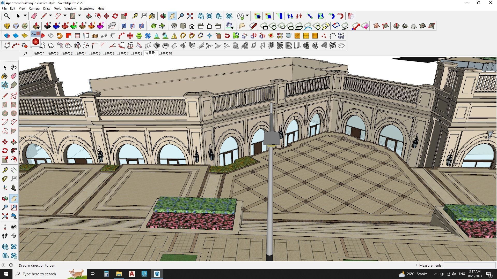 Apartment building in classical style sketchup exterior 3D model | CGTrader