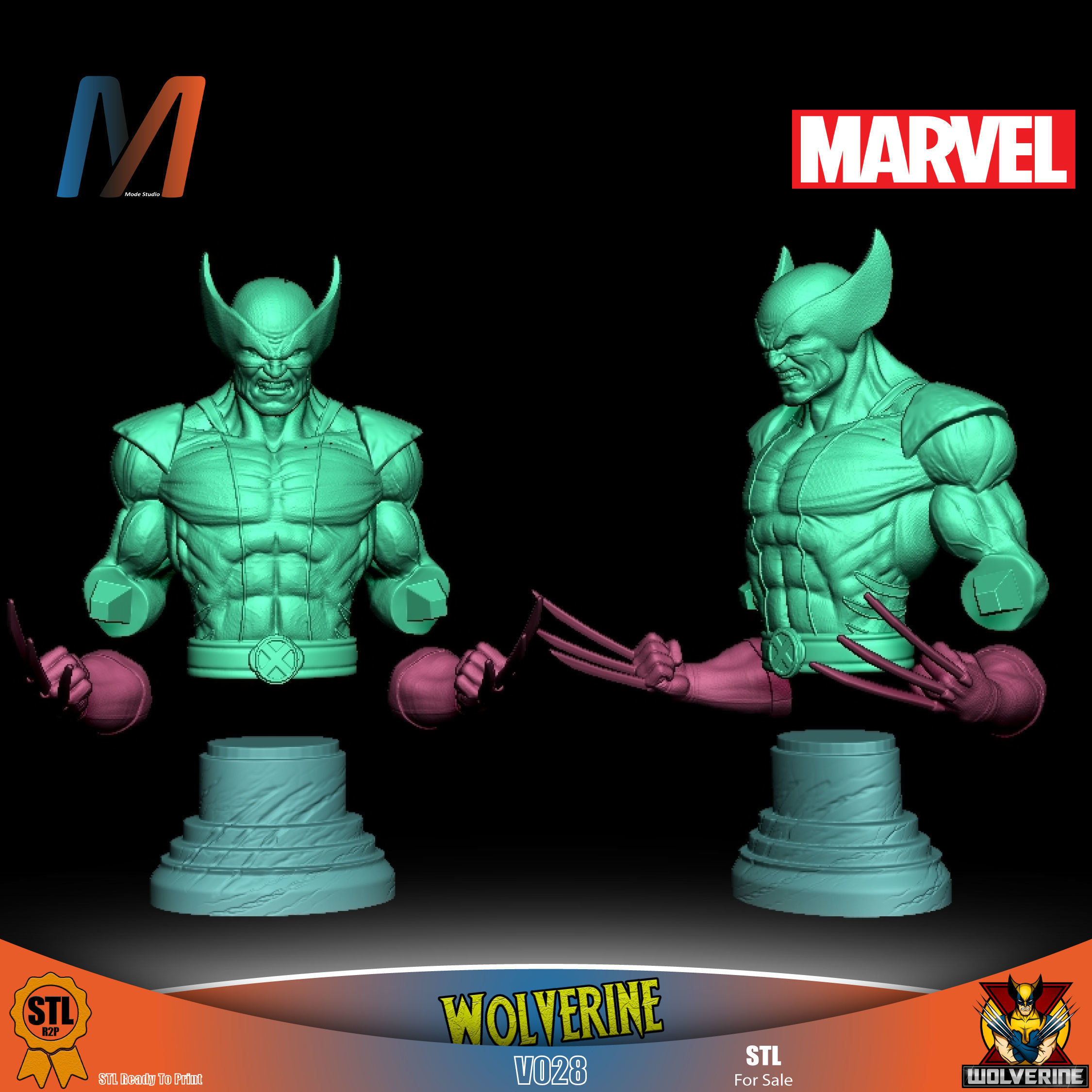 V038 - MARVEL WOLVERINE BUST 3D model 3D printable | CGTrader