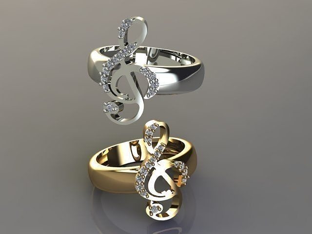 Clef Diamond Ring 3D model 3D printable | CGTrader