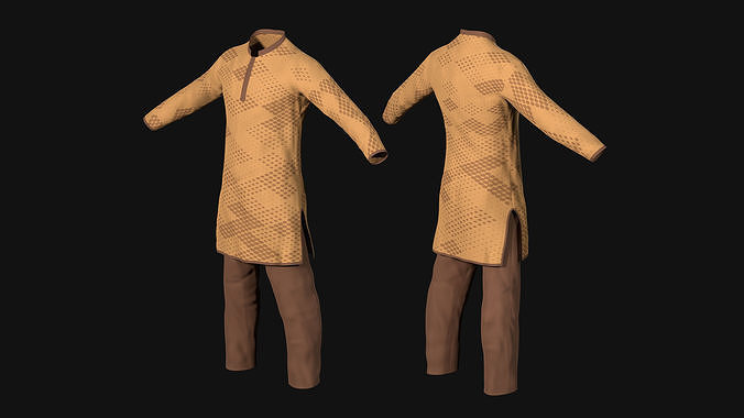 A Traditional Cloth for Men Punjabi 3D model rigged | CGTrader