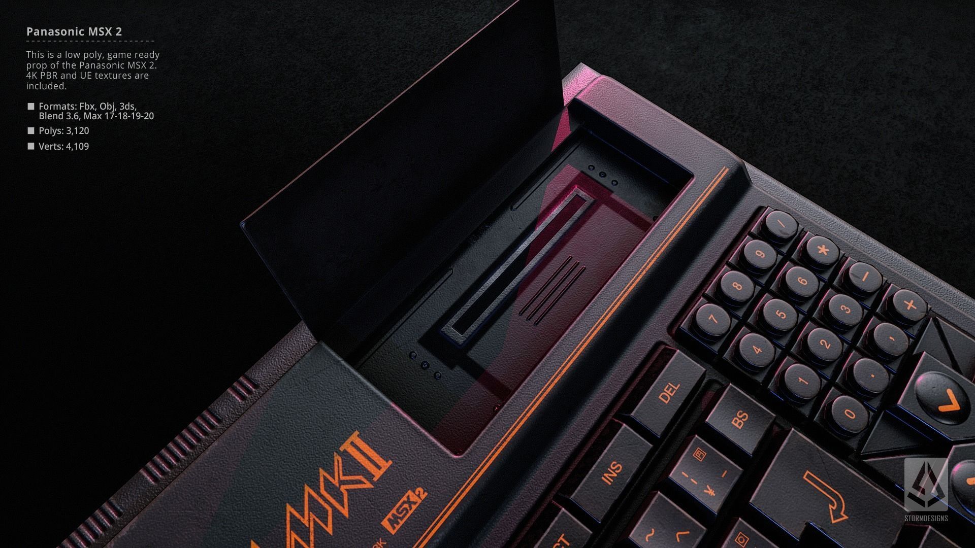 3D model Panasonic MSX 2 Retro Computer Keyboard Console VR / AR / low ...