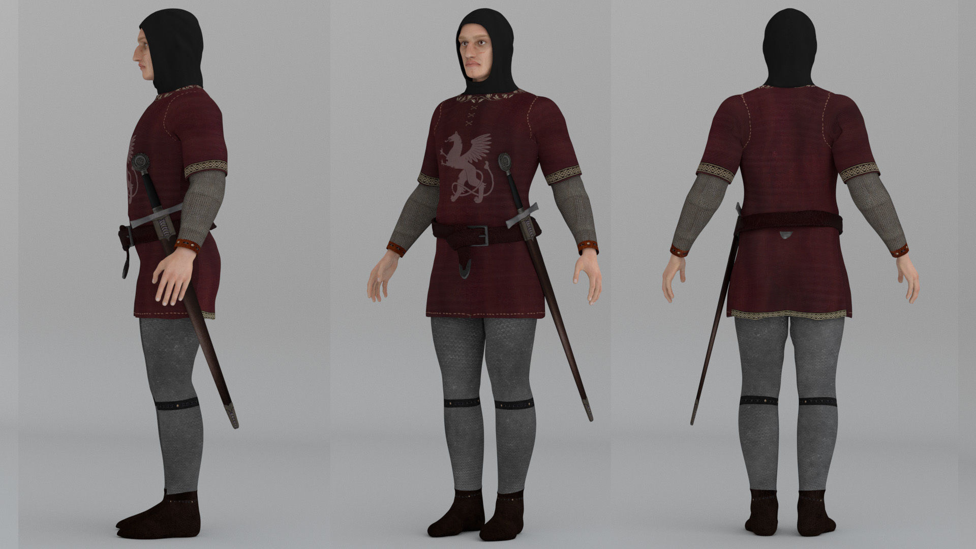 Medieval fantasy soldier 3D model rigged | CGTrader