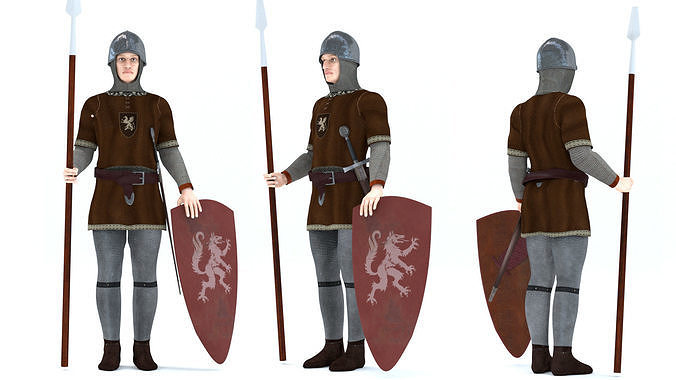 Medieval fantasy soldier 3D model rigged | CGTrader