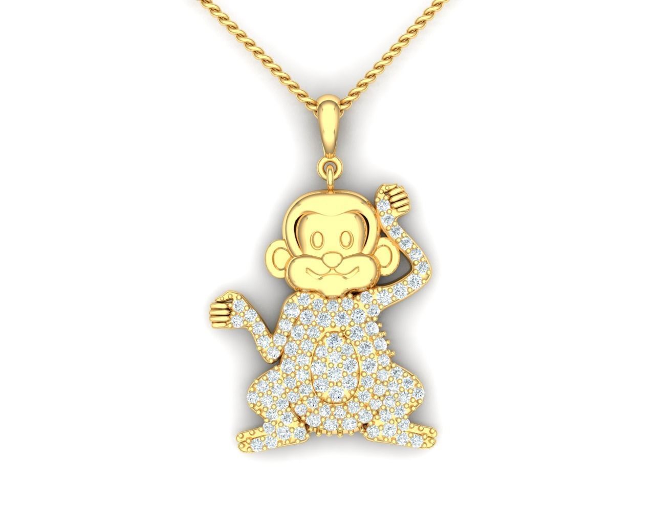 Diamond Cute Monkeys pendant 3D print model 3D model 3D printable ...