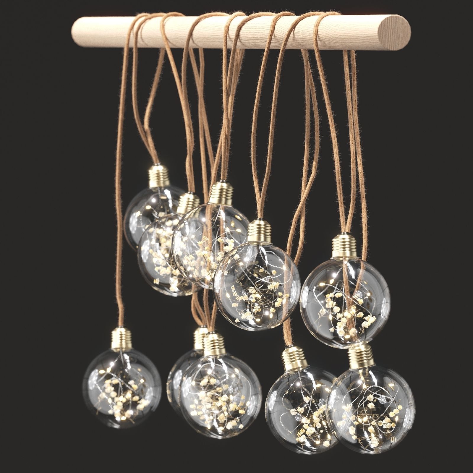 BUTLERS Dried Flower Light bulb String 3D model | CGTrader