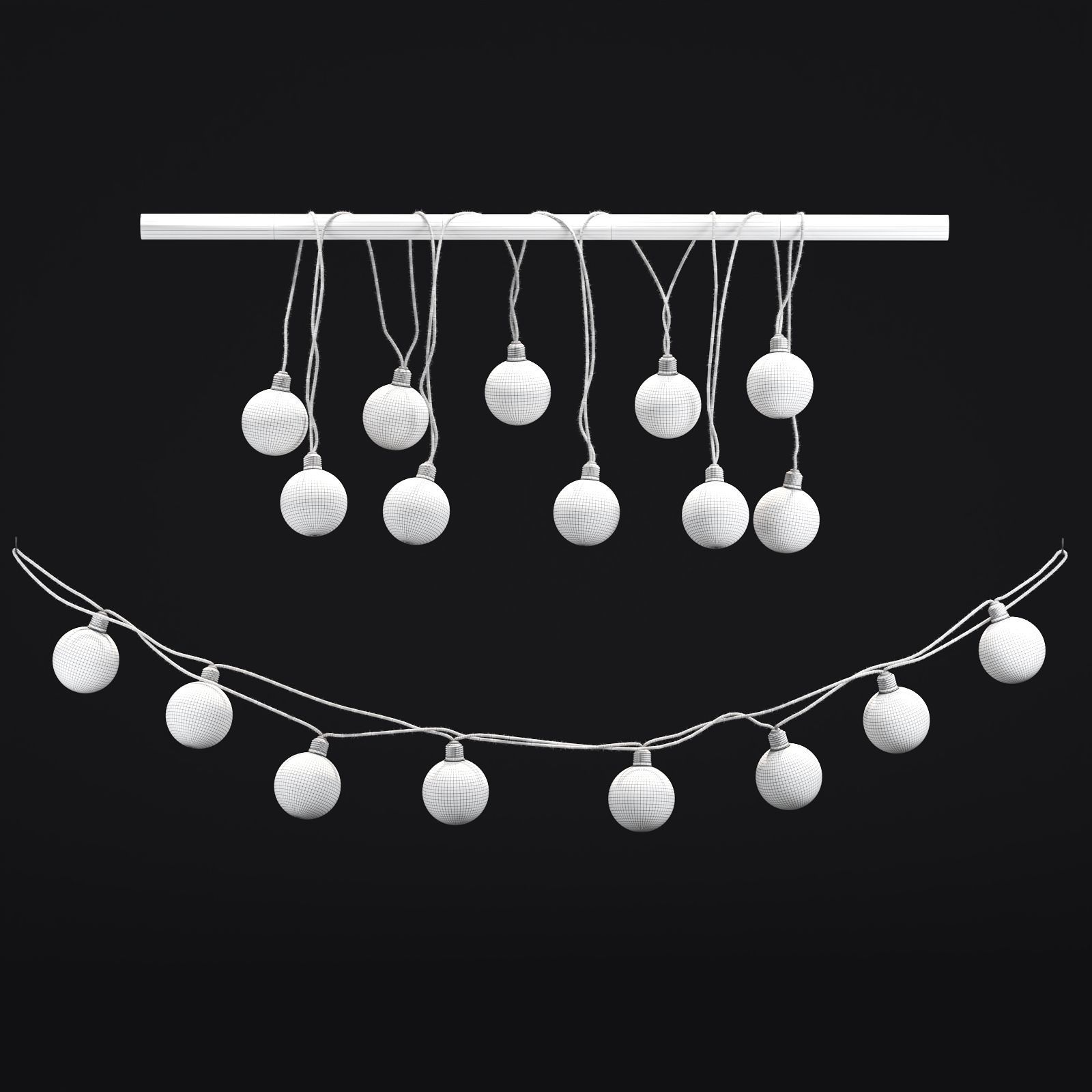 BUTLERS Dried Flower Light bulb String 3D model | CGTrader