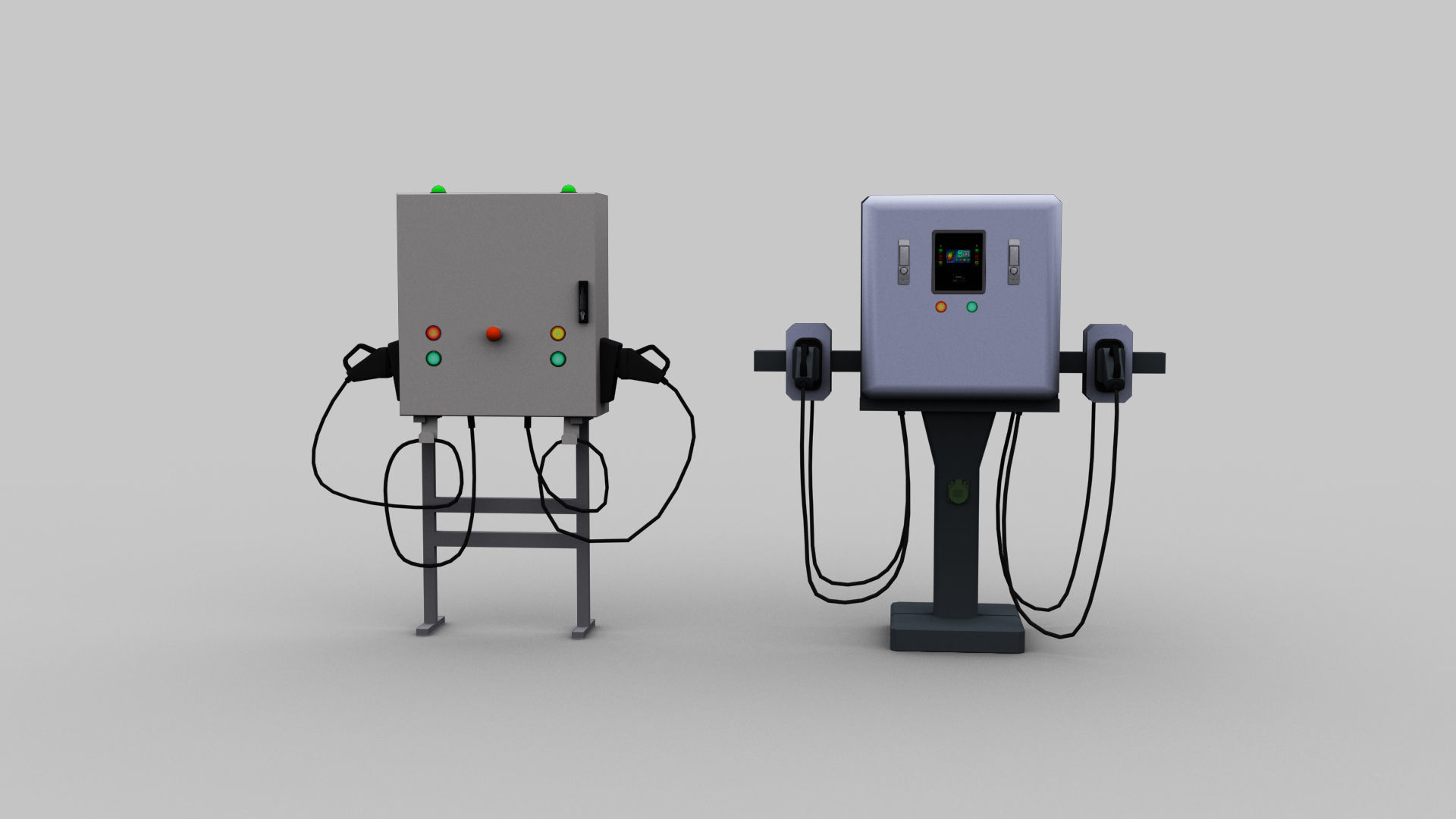 3D model Electric Vehicle Chargers pack 2 VR / AR / low-poly | CGTrader