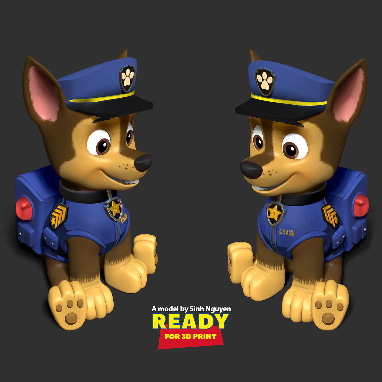 Chase - Paw Patrol Fanart 3D model 3D printable | CGTrader