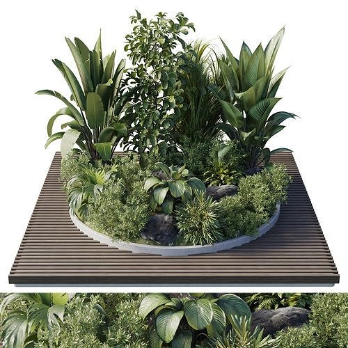 3D model Garden of Plants shrubs palm - outdoor garden set 167 VR / AR ...