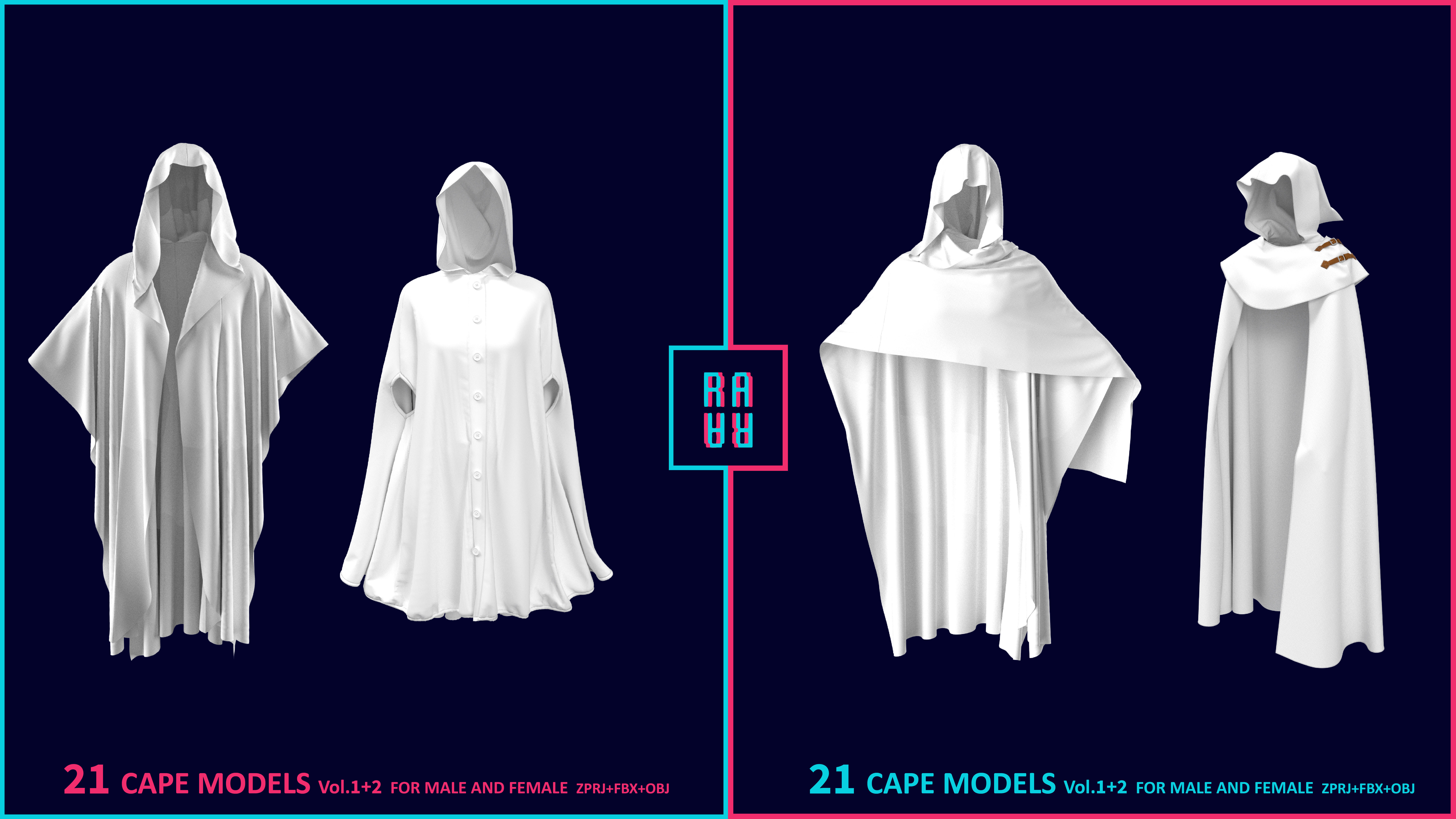 3D model 21 Cape MODELS for female and male VR / AR / low-poly | CGTrader