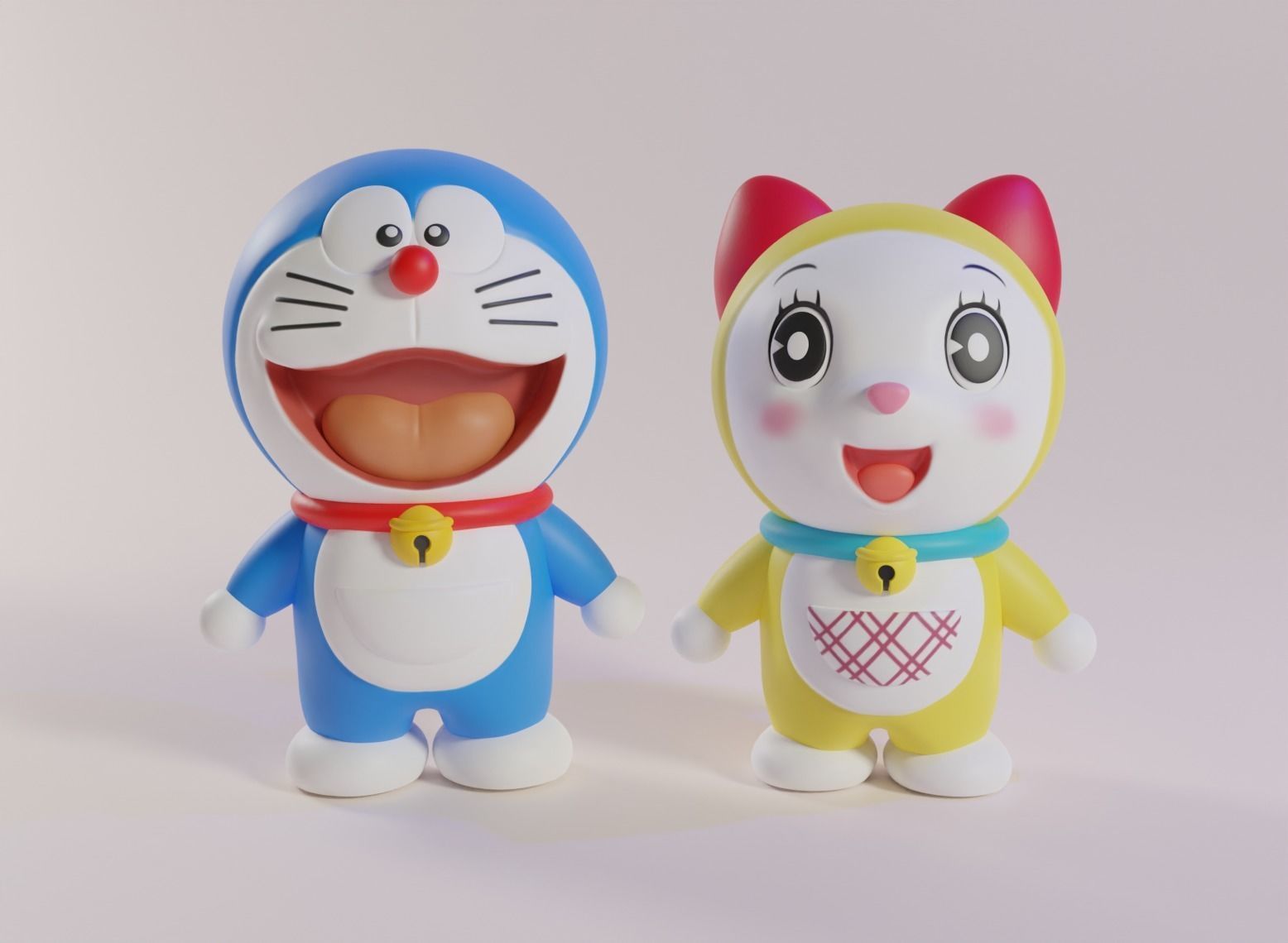 Doraemon and Dorami 3D model 3D printable | CGTrader