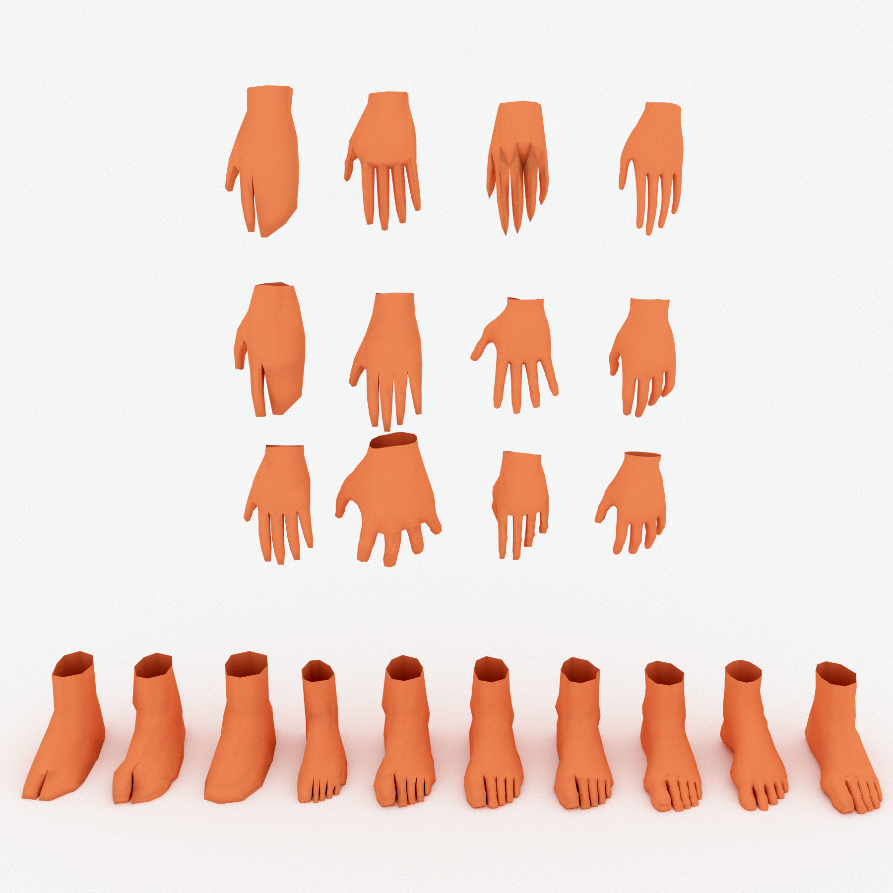3d Model Base Meshes For Hand And Feet Vr Ar Low Poly Cgtrader