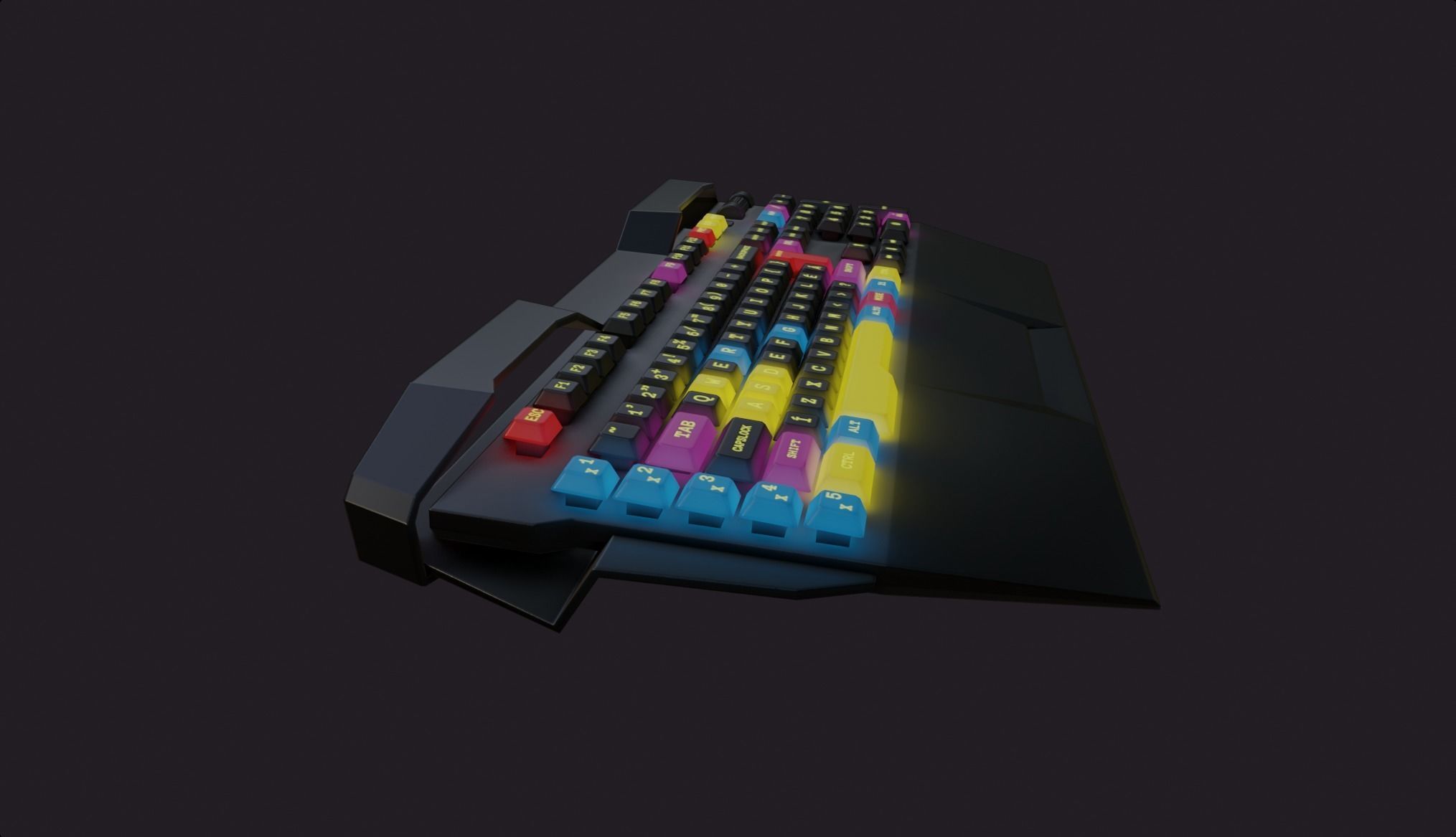 3D model Modern colorful rgb keyboard gaming gamer streamer VR / AR ...