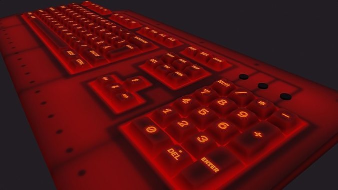 3D model Gaming keyboard gamer rgb lava red style emissive lowpoly VR ...