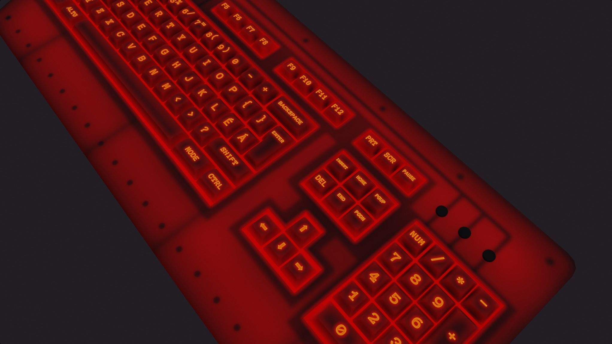 3D model Gaming keyboard gamer rgb lava red style emissive lowpoly VR ...