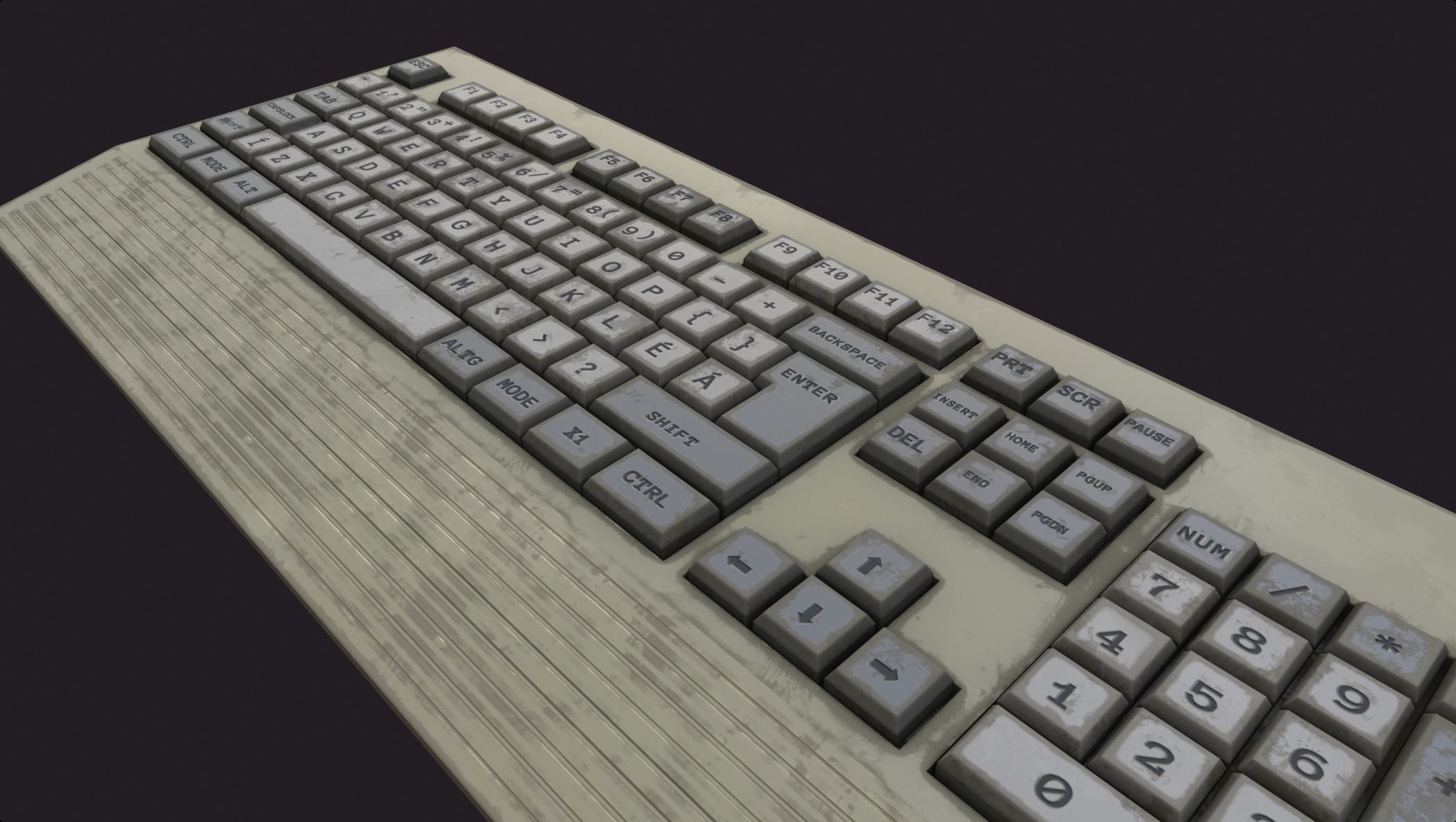 3D model Old retro keyboard game ready lowpoly dirty dirt pbr texture ...