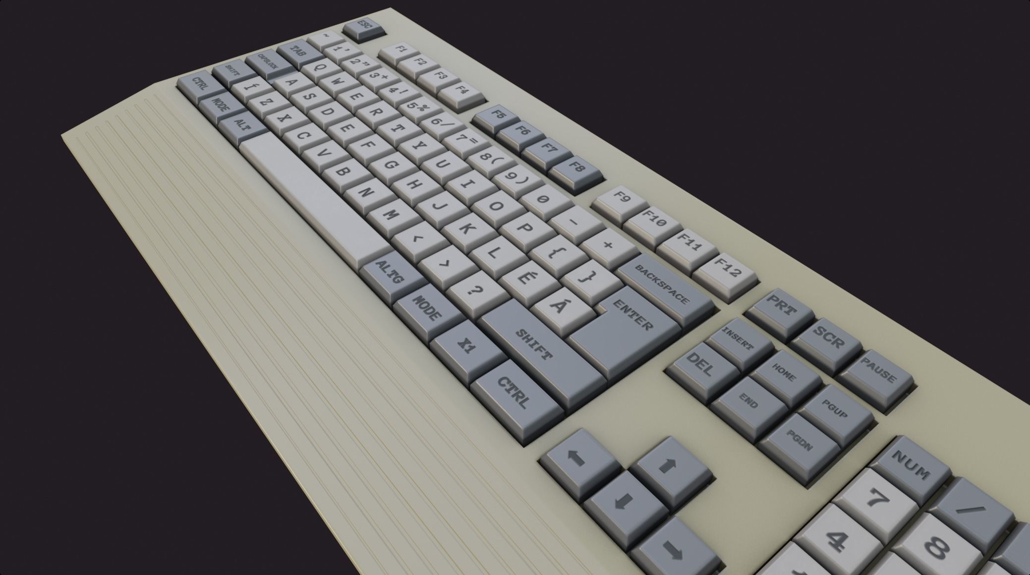 3D model Old retro keyboard game ready lowpoly clear new pbr texture VR ...