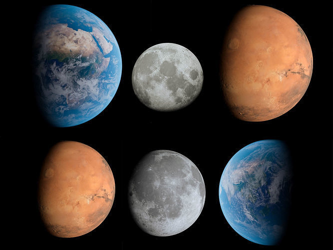 Model Of Moon And Mars