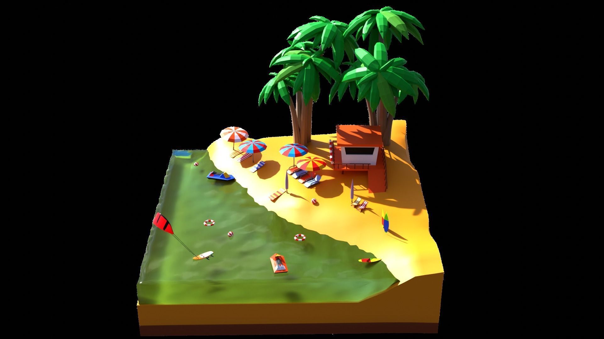 3D model Low poly beach HT3 VR / AR / low-poly | CGTrader