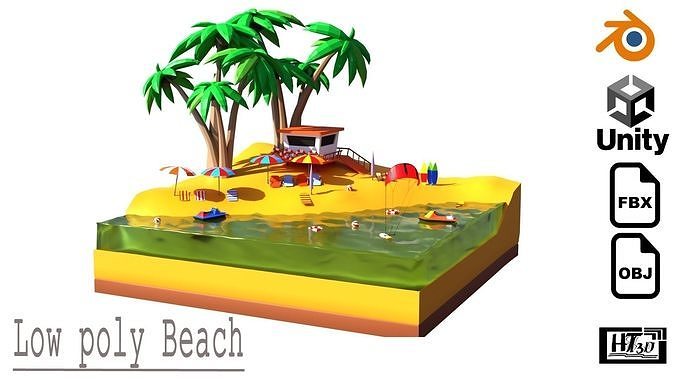 3D model Low poly beach HT3 VR / AR / low-poly | CGTrader