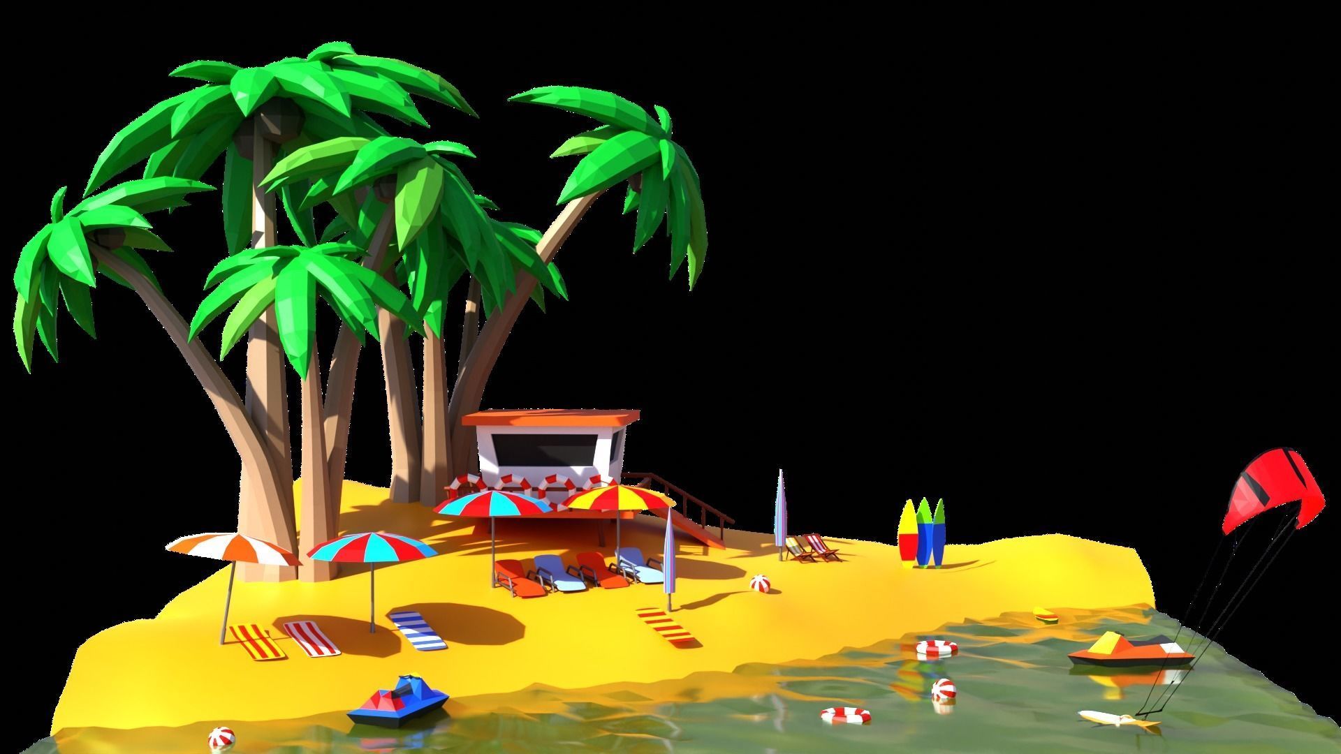 3D model Low poly beach HT3 VR / AR / low-poly | CGTrader