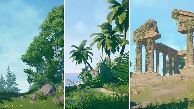 3D model Stylized environment pack VR / AR / low-poly | CGTrader