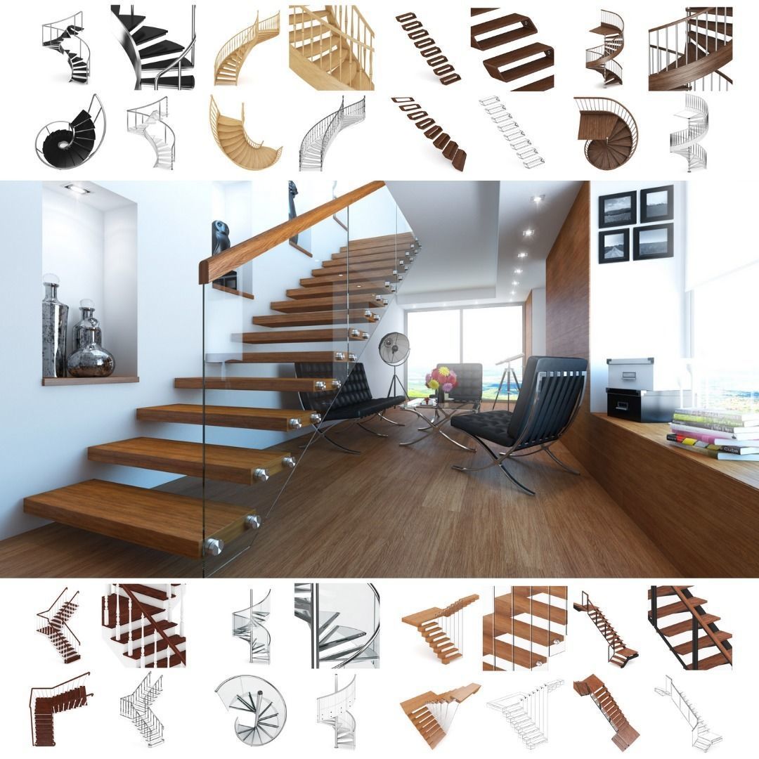 Modern Stairs Set 3D model | CGTrader