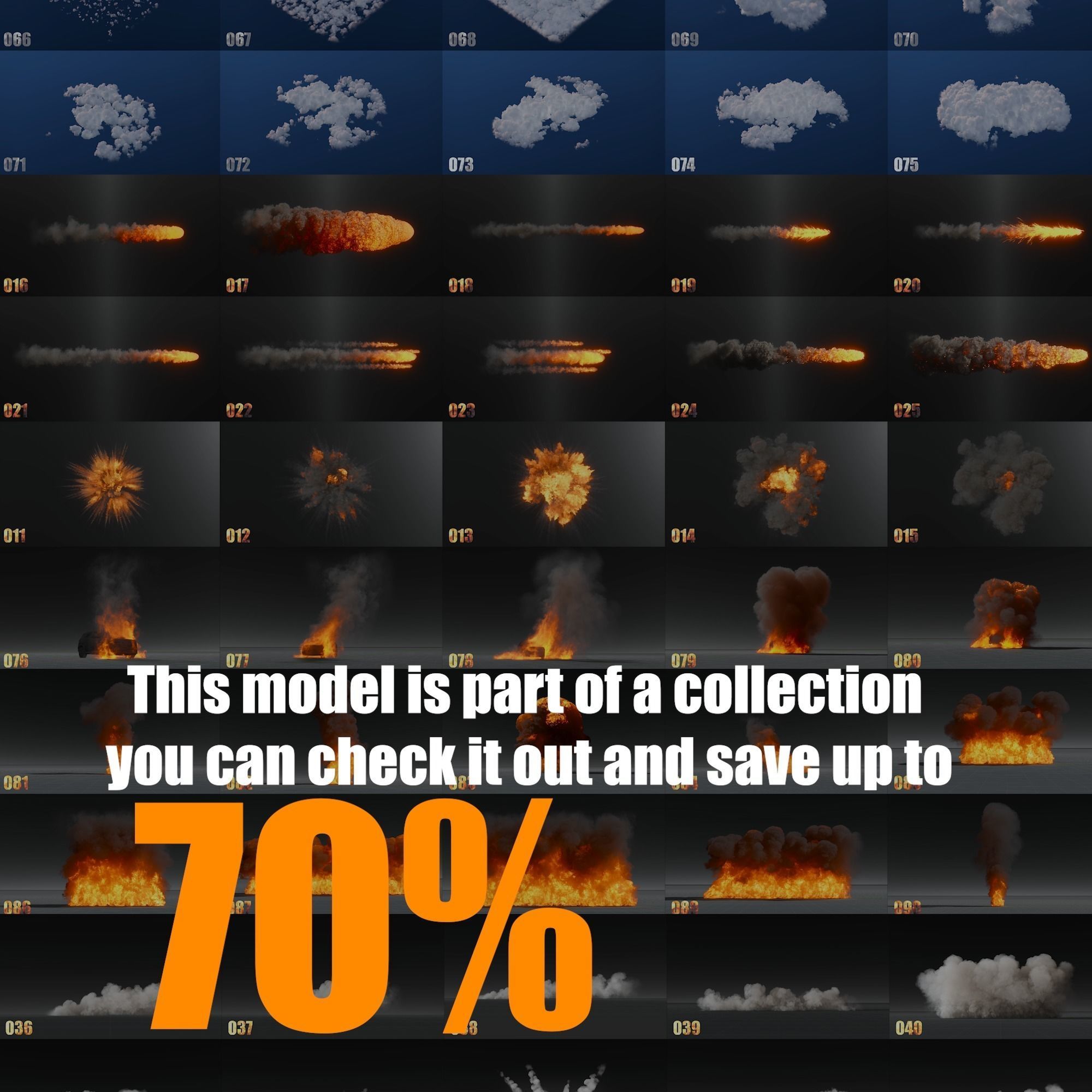 High Resolution Flak Midair Explosion Pack 3D model | CGTrader