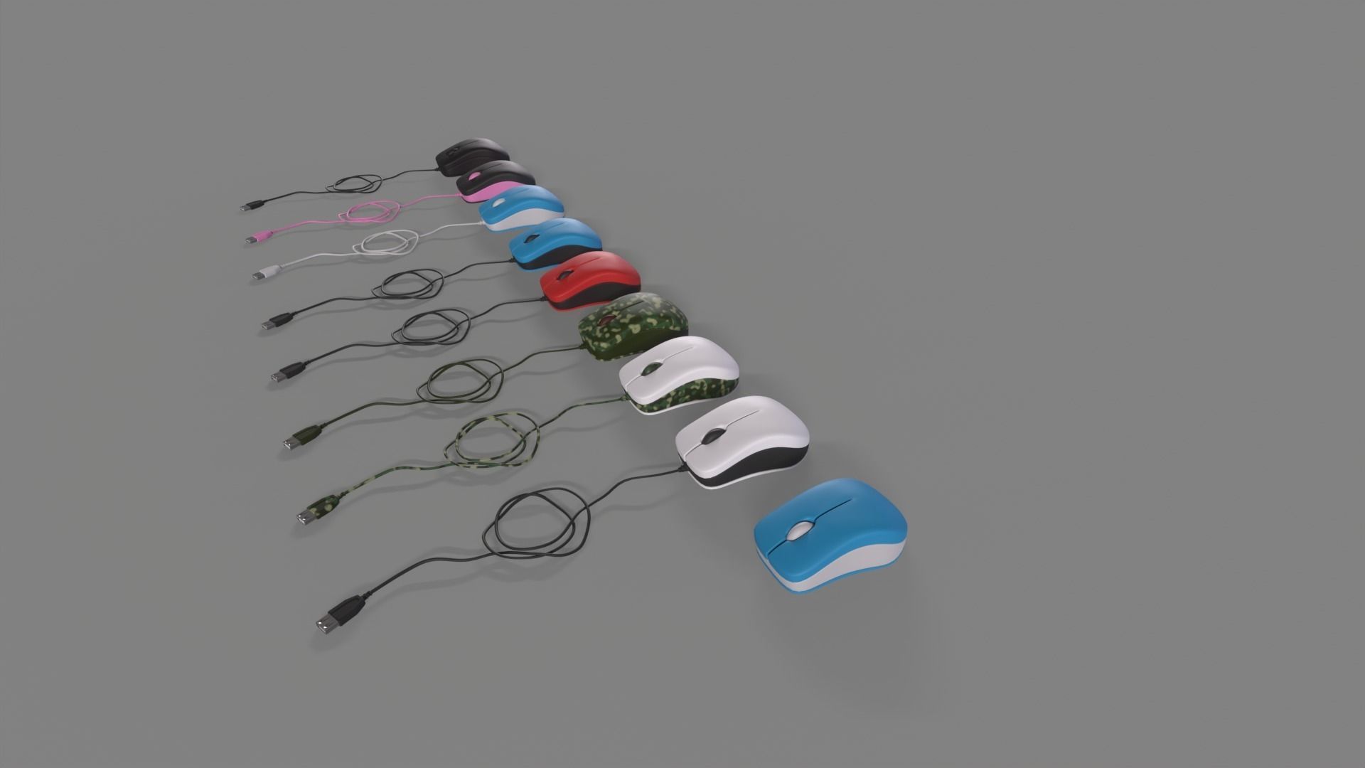 3D model PC Mouse with 8 colored skins VR / AR / low-poly | CGTrader