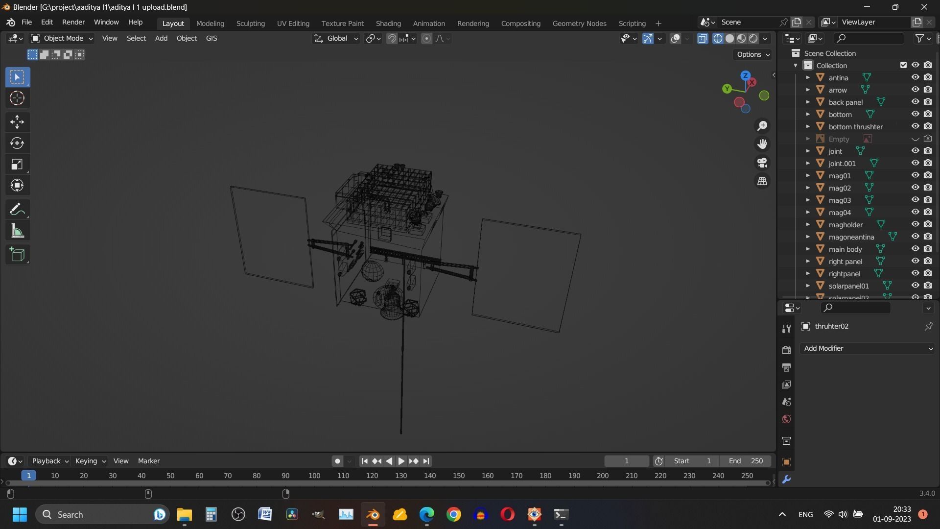 3D model ISRO Aditya L1 3d model India mission to sun VR / AR / low ...