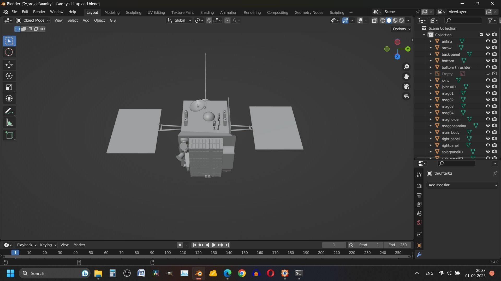 3D model ISRO Aditya L1 3d model India mission to sun VR / AR / low ...