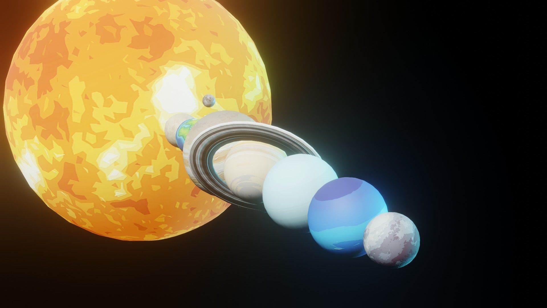 3D model Stylized Solar System 3D Model 4k Textures VR / AR / low-poly ...