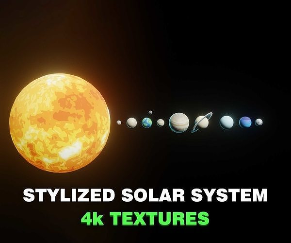 3D model Stylized Solar System 3D Model 4k Textures VR / AR / low-poly ...