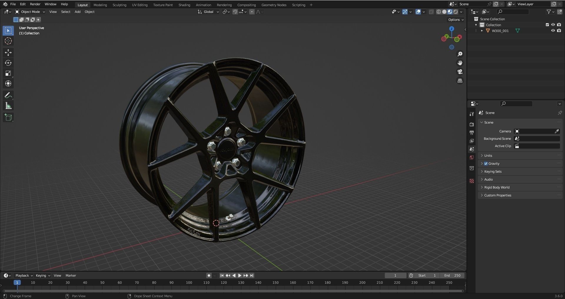 3D model Rotiform KPS Wheel Matte Black With Gloss Black Windows VR ...