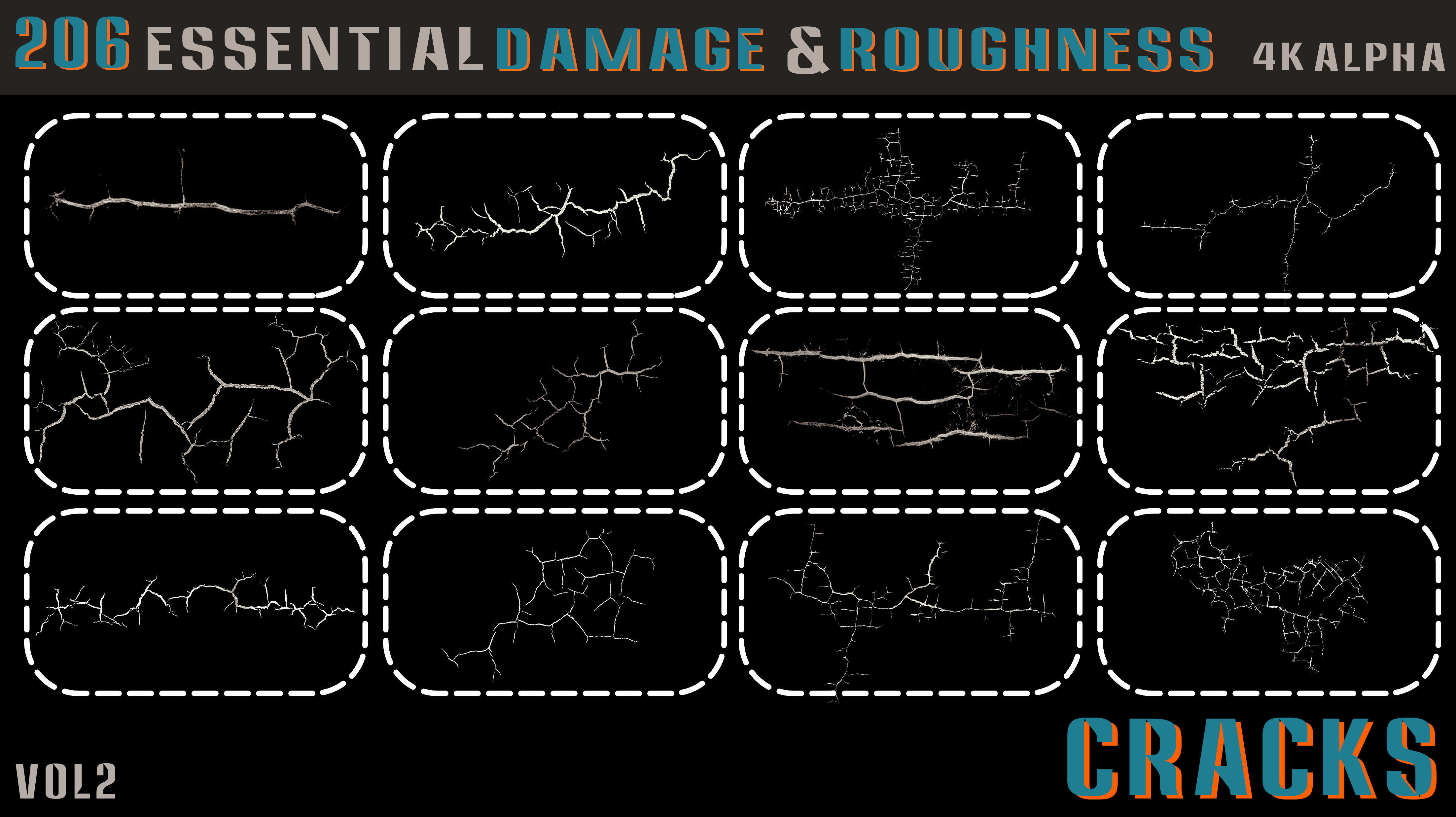 206 Essential Damage and Roughness Alpha-Vol2 Texture | CGTrader